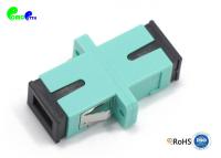 China Multimode OM3 SC Simplex 50 / 125μm Fiber Optic Adapter With Full Flange Aqua Plastic Body for sale