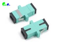 China Multimode OM3 SC Simplex 50 / 125μm Fiber Optic Adapter With Full Flange Aqua Plastic Body for sale