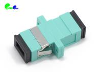 China Multimode OM3 SC Simplex 50 / 125μm Fiber Optic Adapter With Full Flange Aqua Plastic Body for sale