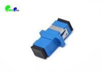 China High Repeatability SC Simplex Single Mode Fiber Optic Adapter 9 / 125μm With Full Flange Blue Color for sale