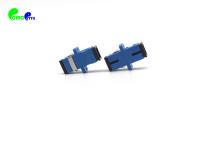 China High Repeatability SC Simplex Single Mode Fiber Optic Adapter 9 / 125μm With Full Flange Blue Color for sale