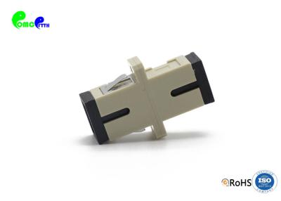 China Durable SC PC MM Simplex Fiber Optic Adapter With Full Flange 50 / 125μm Beige Plastic Material for sale