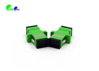 China Fiber Optic Adapter SC APC Polish Type Couple Simplex 9 / 125μm With Full Flange Green Color for sale