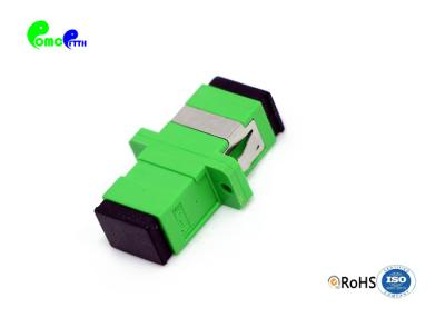 China Fiber Optic Adapter SC APC Polish Type Couple Simplex 9 / 125μm With Full Flange Green Color for sale