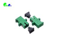 China SC APC SX Single Mode Fiber Optic Adapter With Auto-shutter Full Flange Green Ceramic Sleeve for sale