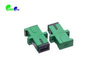 China SC APC SX Single Mode Fiber Optic Adapter With Auto-shutter Full Flange Green Ceramic Sleeve for sale