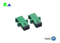China SC APC SX Single Mode Fiber Optic Adapter With Auto-shutter Full Flange Green Ceramic Sleeve for sale