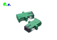 China SC APC SX Single Mode Fiber Optic Adapter With Auto-shutter Full Flange Green Ceramic Sleeve for sale