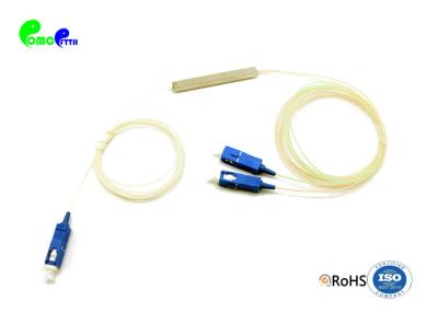 China Blockless SM 1310nm 1*2 Fiber Optic PLC Splitter With SC UPC Connector for sale