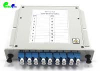 China Module Type 1x8 Rack Mount Fiber Optic PLC Splitter With Blue Color LC UPC SM Connector for sale