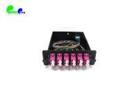 China MPO MTP Cassette Full Loaded 35cm MPO OM4 LC Cassette 12F Max With Black Color for sale