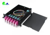 China MPO MTP Cassette Full Loaded 35cm MPO OM4 LC Cassette 12F Max With Black Color for sale