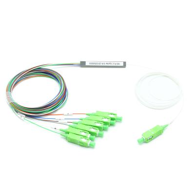 China Singlemode Fiber Optic Splitter SC APC Blockless Fiber PLC Splitter 1x6 for sale