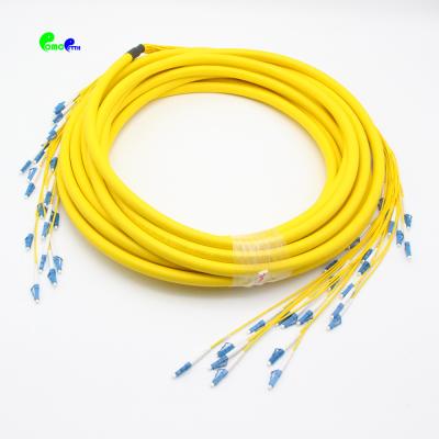 China 24 Core Single Mode Fanout Fiber Optic Patch Cord LC UPC Pre Terminated Cable for sale