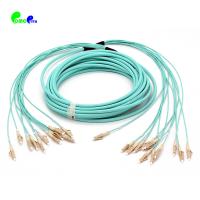 China Low loss Fiber Optic Patch Cables 12F LC - LC OM3 50/125 Breakout 2mm 10M patch cord  LSZH Aqua color for sale