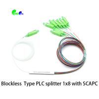 China High Quality 1x 8 Fiber PLC Splitter With SC / LC / FC connector and G657A1 Fiber fanout 0.9mm 2.0mm With OEM service for sale