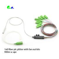 China High Quality 1x 8 Fiber PLC Splitter With SC / LC / FC connector and G657A1 Fiber fanout 0.9mm 2.0mm With OEM service for sale