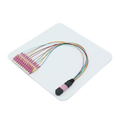 China Multimode Senko MPO Trunk Cable OM4 12F MPO Male to LC Fanout 0.9mm Cable for sale