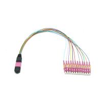 China Multimode Senko MPO Trunk Cable OM4 12F MPO Male to LC Fanout 0.9mm Cable for sale