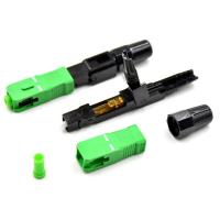 China Singlemode Fiber Optic 3.0mm FTTH Products SC APC Fast Connector 60mm for sale
