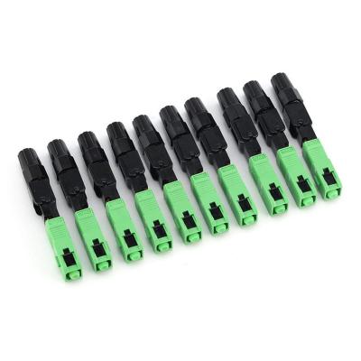 China Singlemode Fiber Optic 3.0mm FTTH Products SC APC Fast Connector 60mm for sale