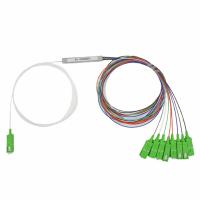 China Fiber Optic PLC Splitter 1x8 Blockless With SC APC 9 / 125μM Connector for sale