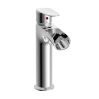 China Unique Arc Design Single handle Basin Faucet in Bright Silver and Ornamental Value for sale