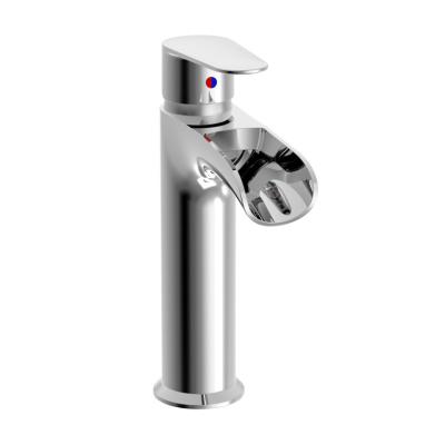 China Unique Arc Design Single handle Basin Faucet in Bright Silver and Ornamental Value for sale