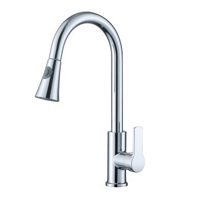China Simple And Elegant Commercial Pull Out Tap Faucet With Downward Water Outlet for sale