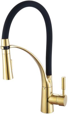 China Single Hole Zinc And Brass Black Pull Out Kitchen Tap For Long Lasting Performance for sale