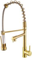 China Smooth And Minimalist Gold Pull Out Kitchen Tap Ceramic Valve Core Zinc Material for sale