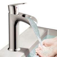 China Ceramic Valve Single Handle Single Hole Basin Faucet Countertop Hot And Cold Water Tap for sale