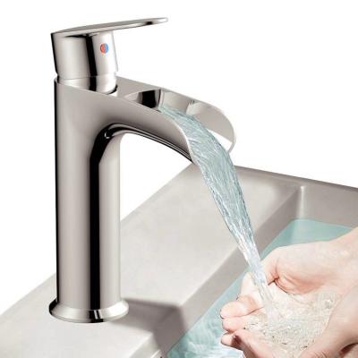 China Ceramic Valve Single Handle Single Hole Basin Faucet Countertop Hot And Cold Water Tap for sale
