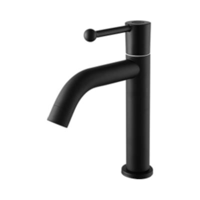 China Cold Brass Single Hole Bathroom Faucet Black Polished Surface Treatment for sale