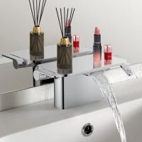 China Double Handle Installation Silver Bathroom Shelving Basin Faucet  Ceramic Valve Core for sale