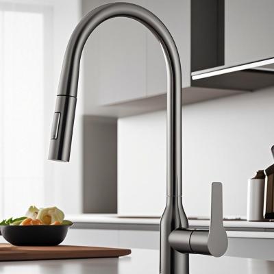 China Simple Single Hole Installation Pull Down Kitchen Sink Faucets Ceramic Valve Core for sale