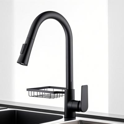 China Matte Black Pull Out Kitchen Faucet Stylish Design with Integrated Caddy for Added Convenience for sale