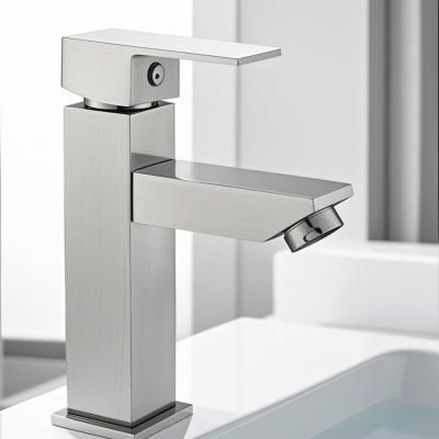 China Modern Washroom Faucet Stainless Steel 304 Single Handle Bathroom Sink Faucet for sale