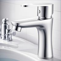 China European Style Silver Bathroom Sink Faucets Single Hole Basin Mixer Ceramic Valve Core for sale