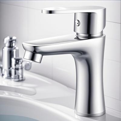 China European Style Silver Bathroom Sink Faucets Single Hole Basin Mixer Ceramic Valve Core for sale