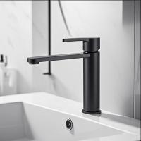 China Bright Black Bathroom Wash Basin Taps Ceramic Single Handle Single Hole for sale