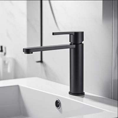 China Bright Black Bathroom Wash Basin Taps Ceramic Single Handle Single Hole for sale