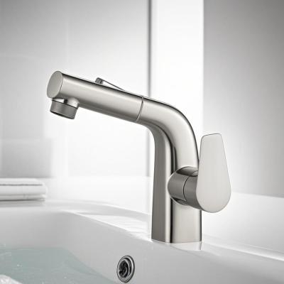 China Contemporary Single Handle Stainless Steel Taps / Pull Out Bathroom Faucet for sale