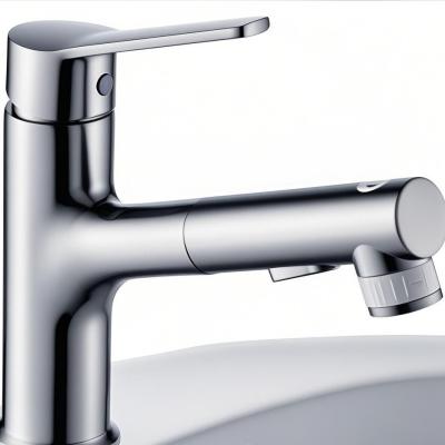 China Bathroom Tree Fork Pull Single Handle Basin Faucet With Mouthwash 1.5M Pull Hose for sale
