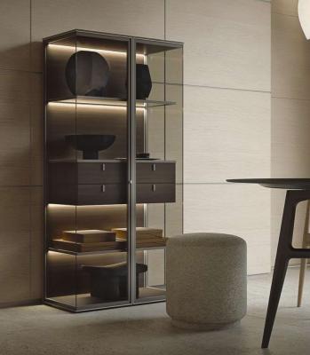 China Living Room Sleek Aluminum Alloy Cabinet With Lockable Glass Doors for sale