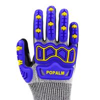 China Breathable Oil Field Impact Gloves Non Slip Sandy Nitrile Palm Coated 13 Gauge for sale