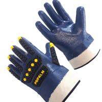 China Blue Nitrile Fully Coated Impact Gloves 4121XP EN388 13 Gauge Safety Cuff S-XXXL for sale