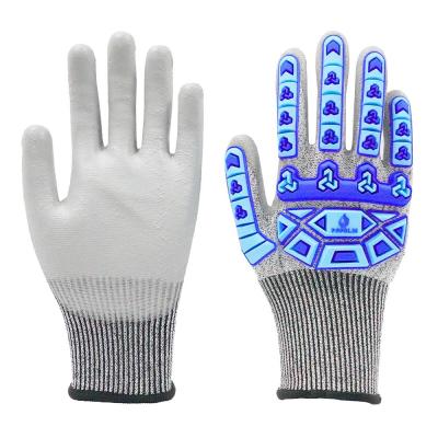 China Customizable PU Protective Gloves Anti-Collision Safety Gloves EN388 4X43CP 13 Gauge for sale