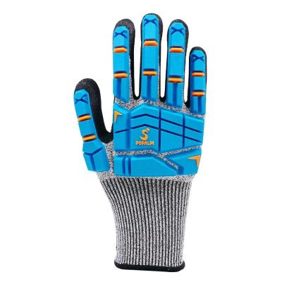 China Blue TPR Anti-Collision Abrasion-Resistant Safety Gloves Touch-Screen Cut-Resistant 13 Gauge for sale