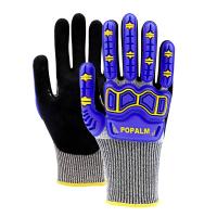 China Anti Cut TPR Protection Gloves Industrial Grip Nitrile Coated Work Gloves 13 Gauge CE EN388 4X43CP for sale